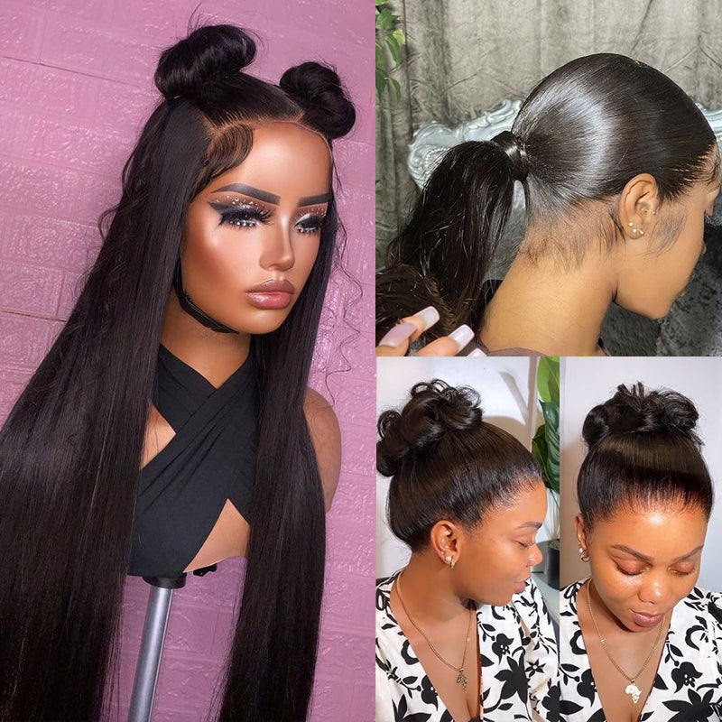 360 Full Lace Frontal Wig Straight Pre-plucked Human Hair ...