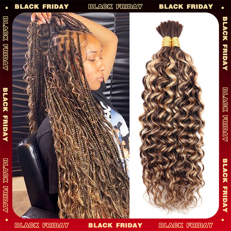 Boho Braids Water Wave Hair Bulk For Braids 100% Human Hair Extensions ...
