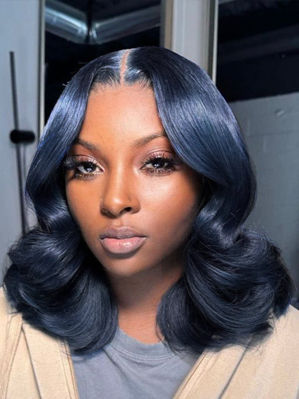 Midnight Blue Bob Wig Glueless Flexi-Fit Invisi Drawstring Cap Trendy ...